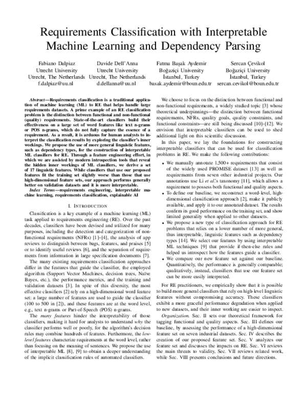 (PDF) Requirements Classification with Interpretable Machine Learning ...
