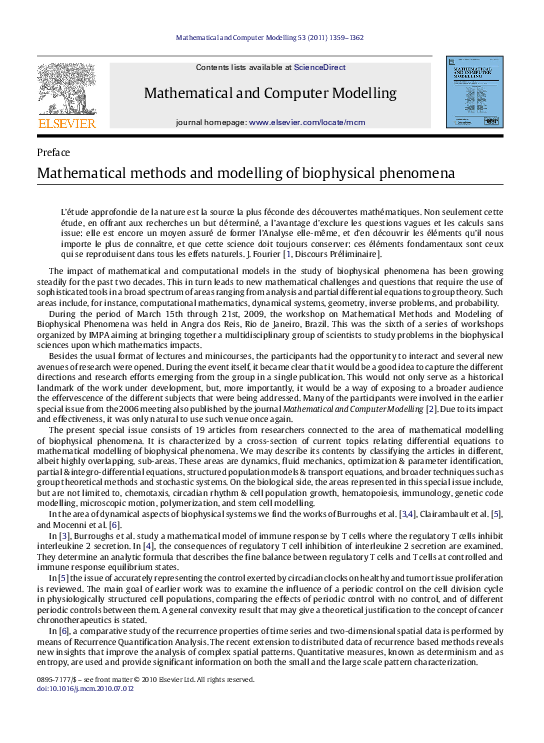 (PDF) Mathematical methods and modelling of biophysical phenomena