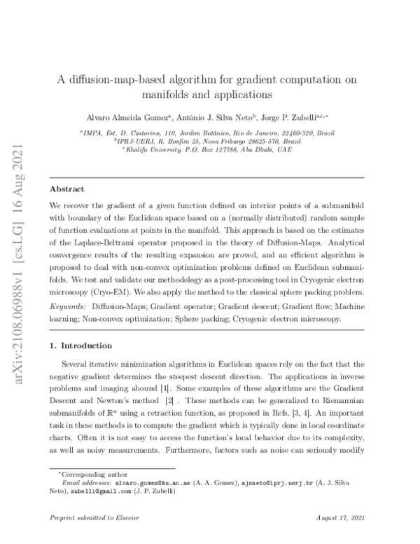 Pdf A Diffusion Map Based Algorithm For Gradient Computation On