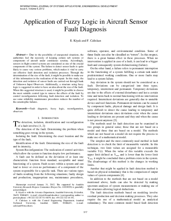 (PDF) Application of Fuzzy Logic in Aircraft Sensor Fault Diagnosis