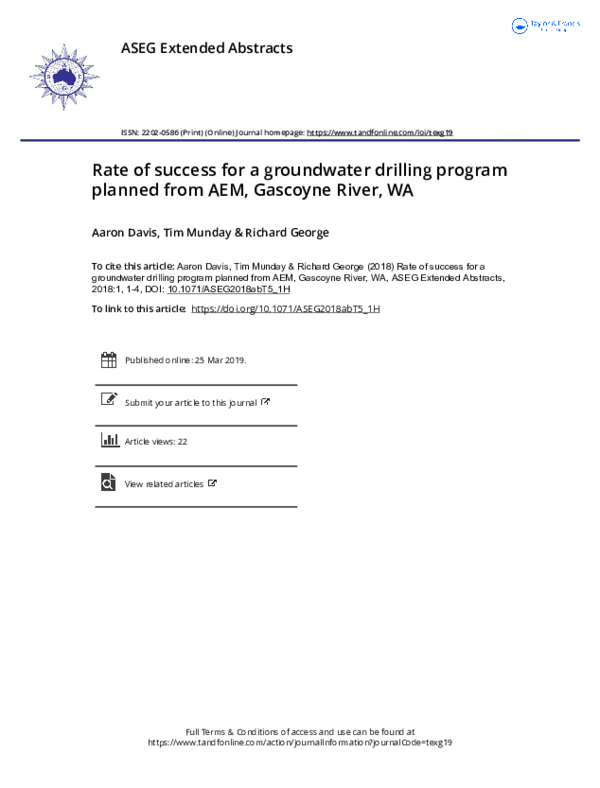 (PDF) Rate of success for a groundwater drilling program planned from ...