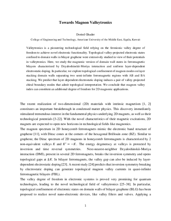 (PDF) Towards Magnon Valleytronics