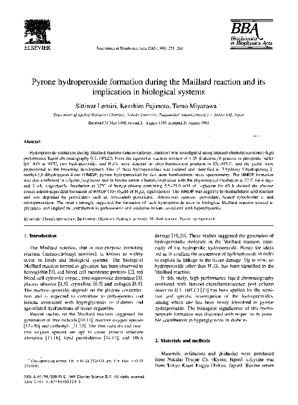 (PDF) Pyrone hydroperoxide formation during the Maillard reaction and ...