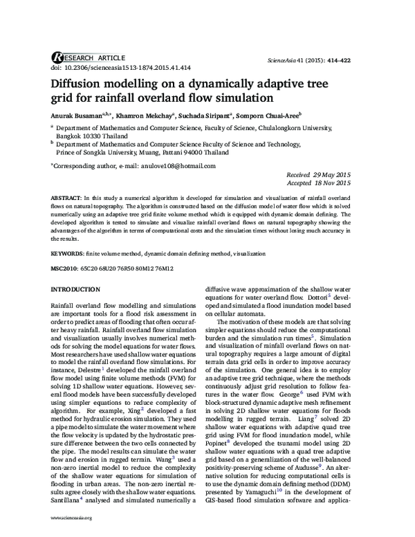 (PDF) Diffusion modelling on a dynamically adaptive tree grid for ...