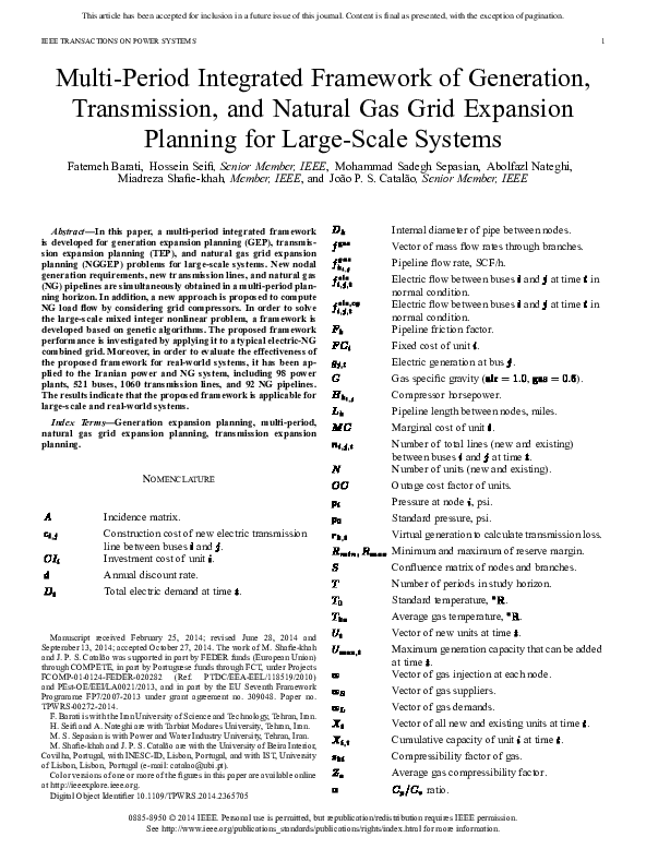 (PDF) Multi-Period Integrated Framework of Generation, Transmission ...