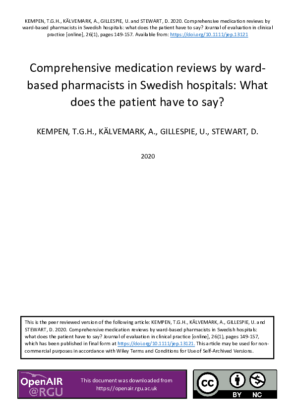 (PDF) Comprehensive medication reviews by ward-based pharmacists in ...