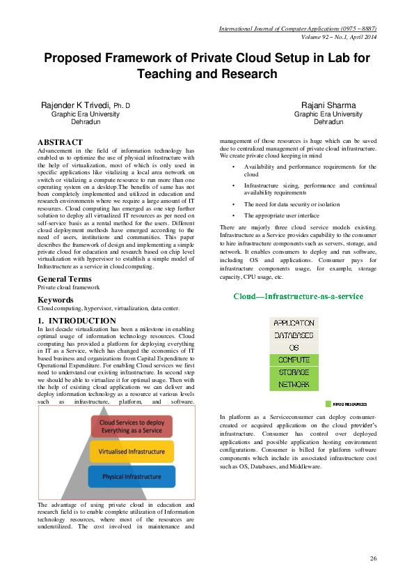 (PDF) Proposed Framework of Private Cloud Setup in Lab for Teaching and ...