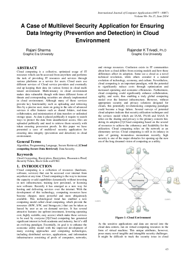 (PDF) Data Integrity (Prevention and Detection) in Cloud Environment