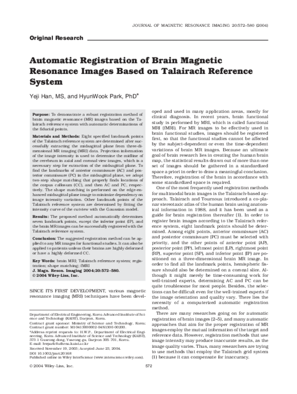 (PDF) Automatic registration of brain magnetic resonance images based ...