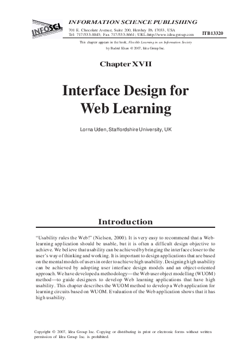 (PDF) Interface Design for Web Learning