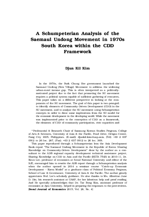 (PDF) ANALYSIS OF SAEMAUL UNDONG: A KOREAN RURAL DEVELOPMENT PROGRAMME ...