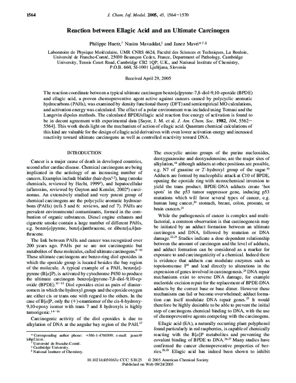 (PDF) Reaction between ellagic acid and an ultimate carcinogen