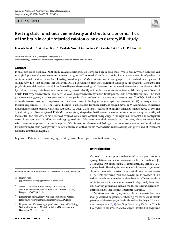Pdf Resting State Functional Connectivity And Structural