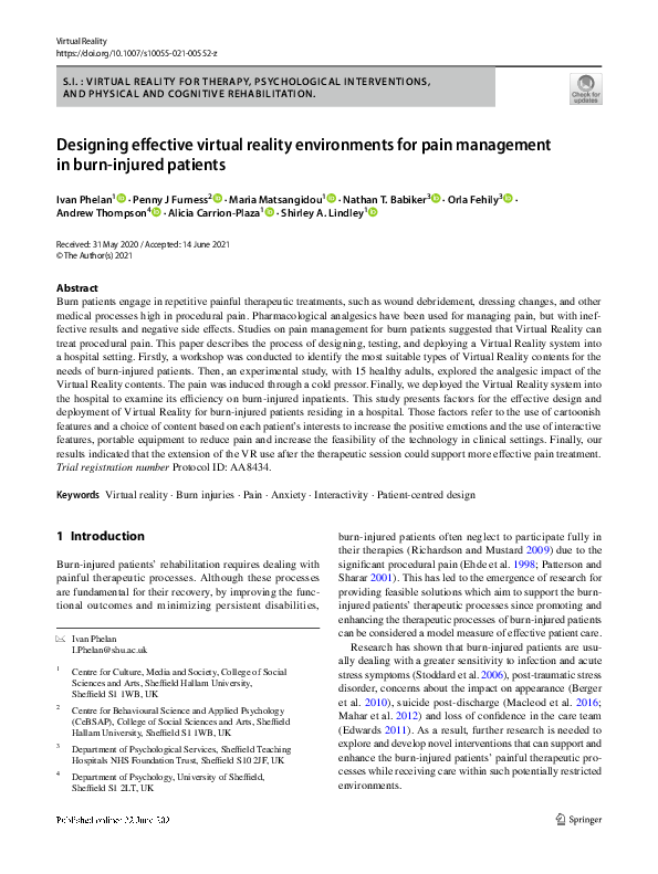 (PDF) Designing effective virtual reality environments for pain ...