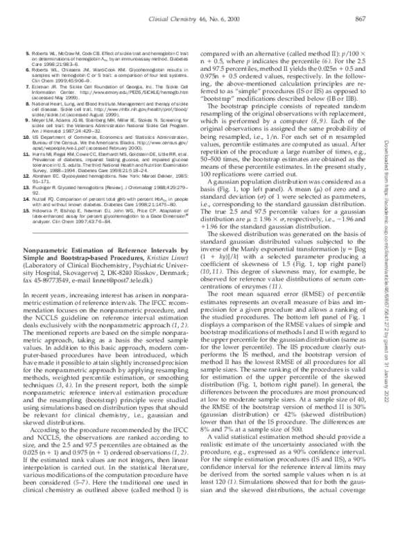 Pdf Non Parametric Estimation Of Reference Intervals In Small Non