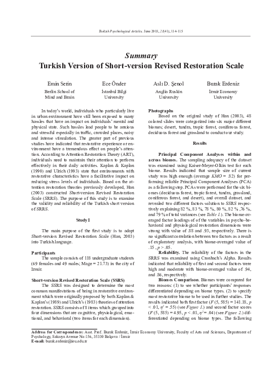 (PDF) Summary Turkish Version of Short-version Revised Restoration ...