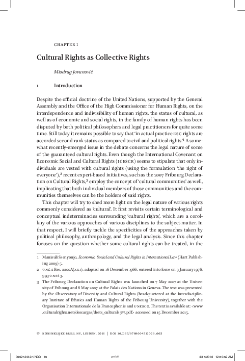 (PDF) Cultural Rights as Collective Rights