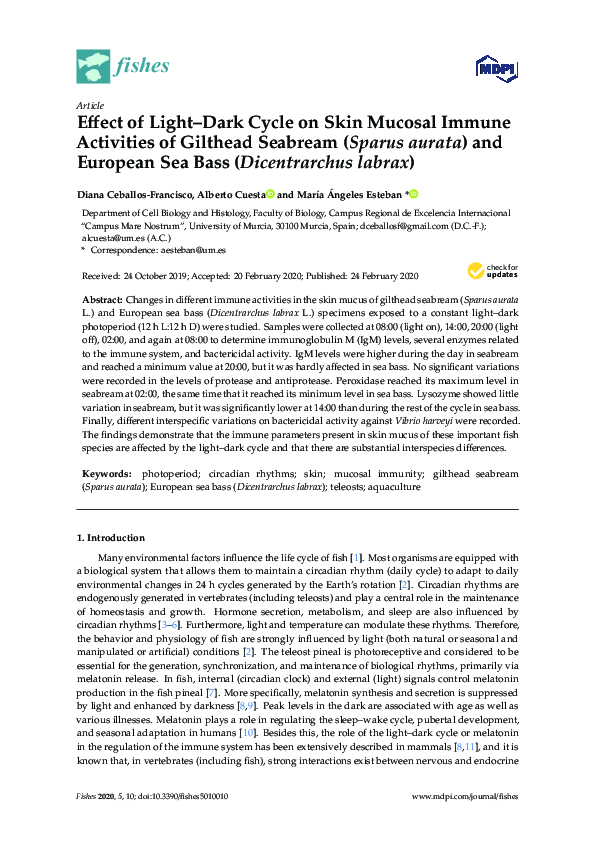 (PDF) Effect of Light–Dark Cycle on Skin Mucosal Immune Activities of ...