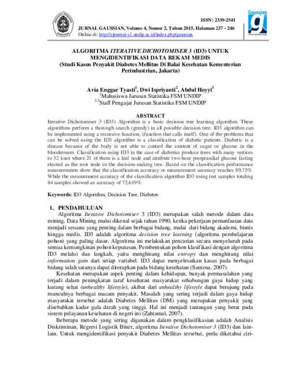 (PDF) ALGORITMA ITERATIVE DICHOTOMISER 3 (ID3) UNTUK MENGIDENTIFIKASI DATA REKAM MEDIS(Studi ...