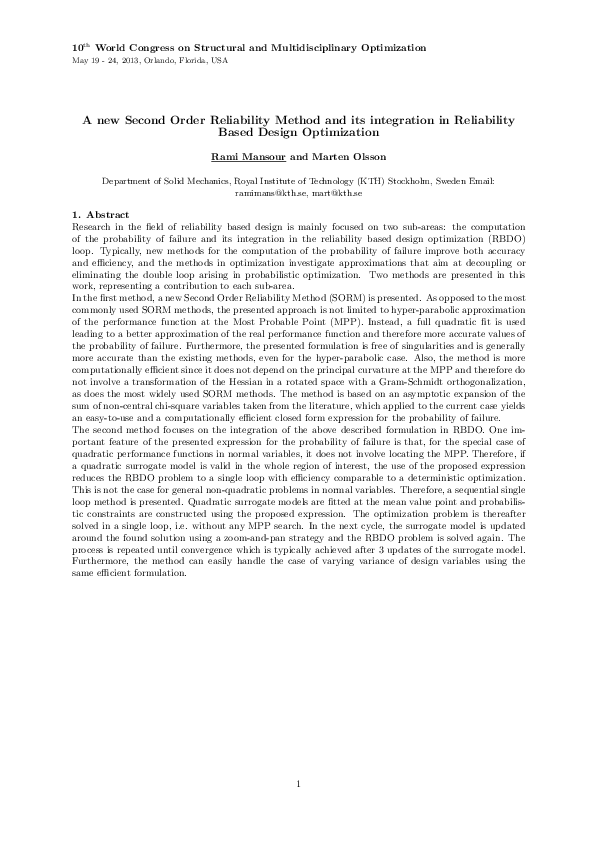 (PDF) A new Second Order Reliability Method and its integration in Reliability Based Design ...