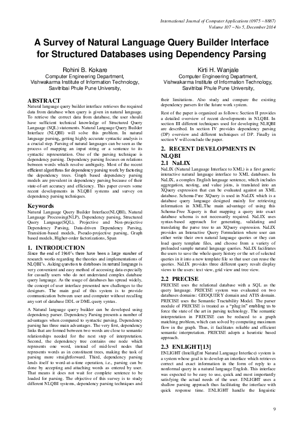 (PDF) A Survey of Natural Language Query Builder Interface for ...