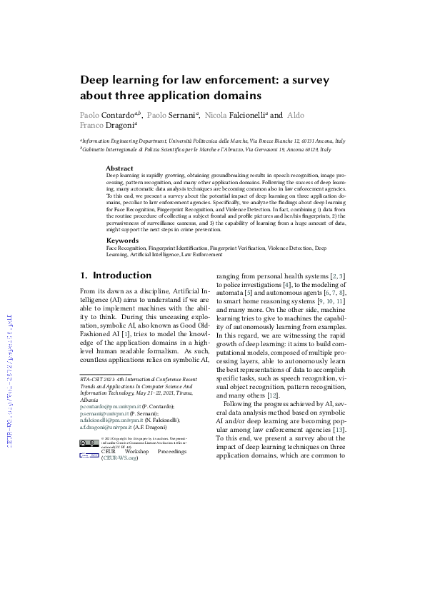 (PDF) Deep Learning for Law Enforcement: A Survey About Three ...