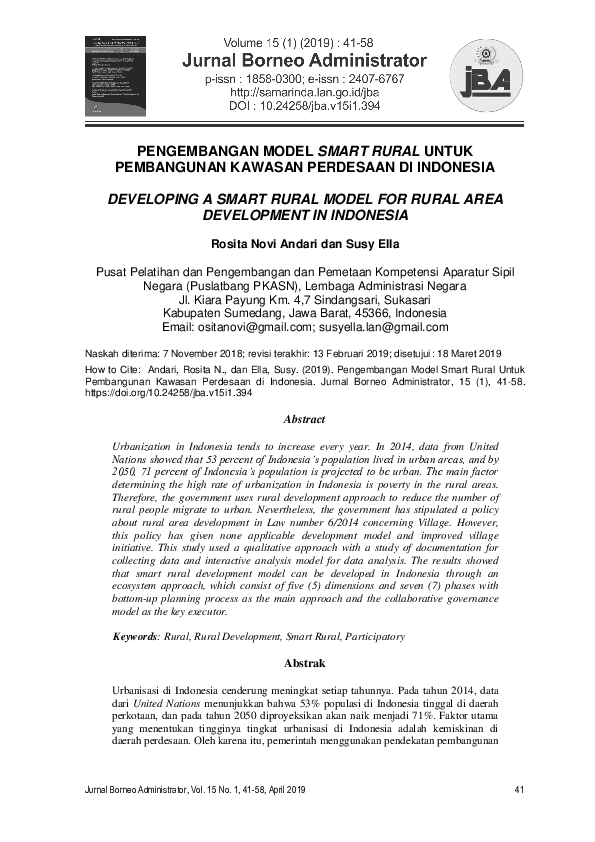 (PDF) Developing A Smart Rural Model for Rural Area Development in ...