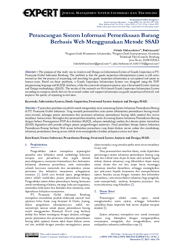 (PDF) Perancangan Sistem Informasi Pemeriksaan Barang Berbasis Web ...
