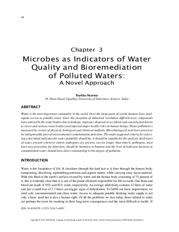 (PDF) Microbes as Indicators of Water Quality and Bioremediation of ...