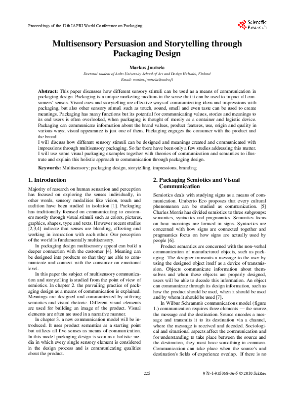 (PDF) Multisensory Persuasion and Storytelling through Packaging Design