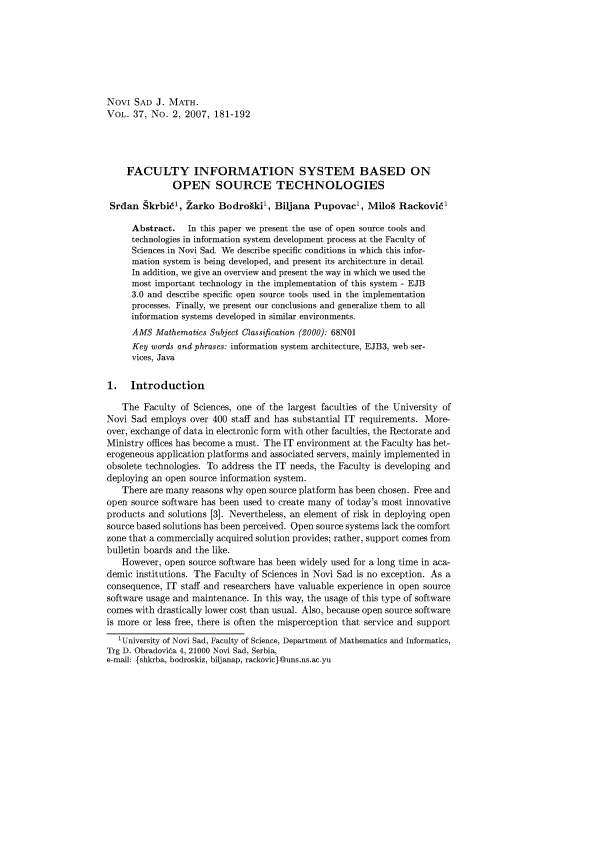(PDF) Faculty information system based on open source technologies