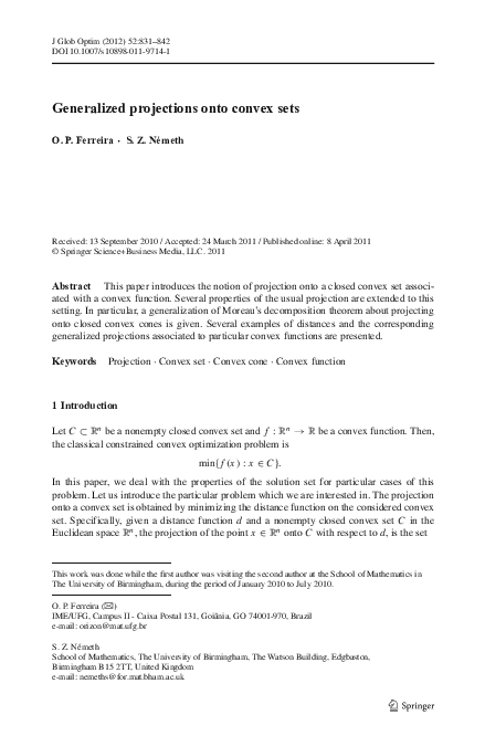 (PDF) Generalized projections onto convex sets