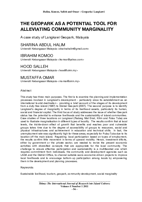 (PDF) THE GEOPARK AS A POTENTIAL TOOL FOR ALLEVIATING COMMUNITY ...