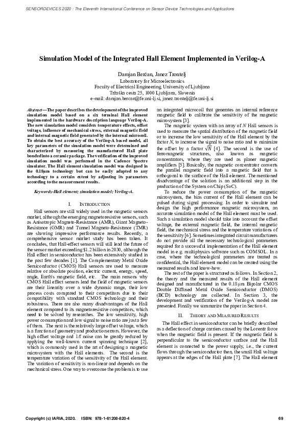 (PDF) Simulation Model of the Integrated Hall Element Implemented in ...