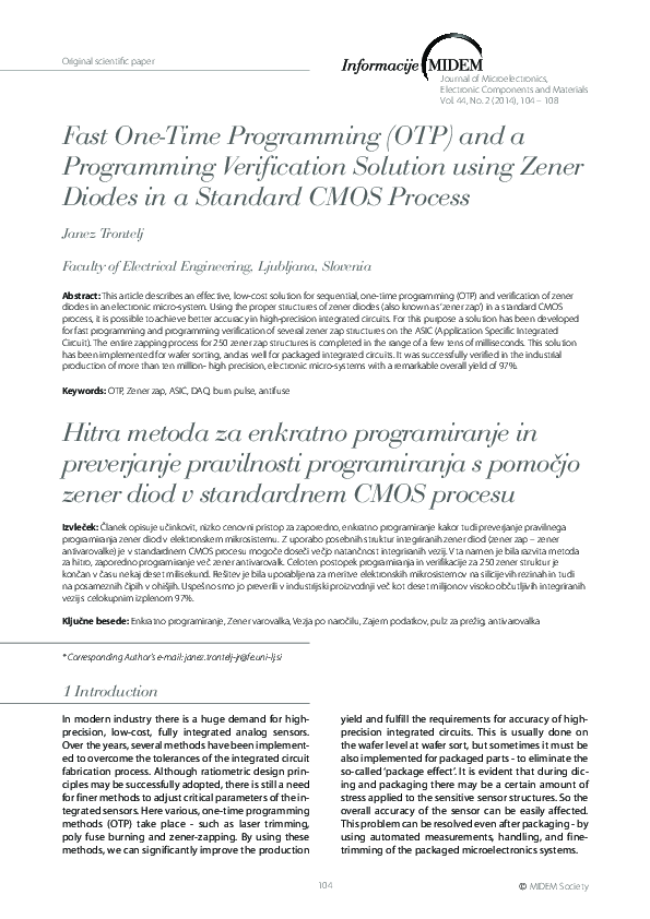 (PDF) Fast One-Time Programming ( OTP ) and a Programming Verification ...