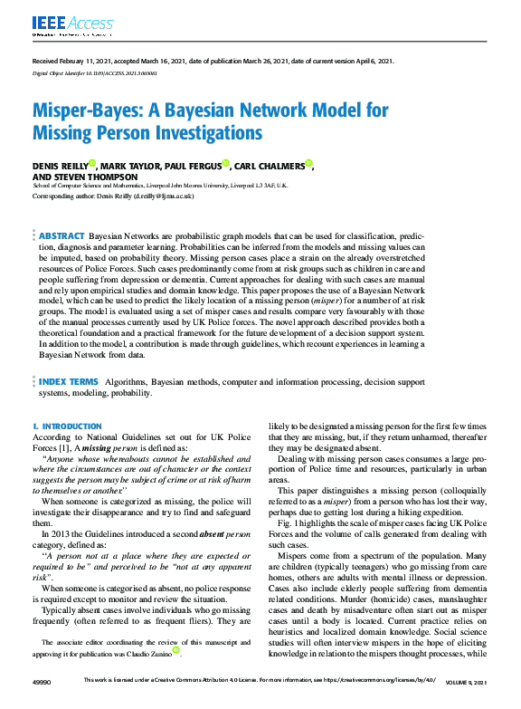 (PDF) Misper-Bayes: A Bayesian Network Model for Missing Person ...