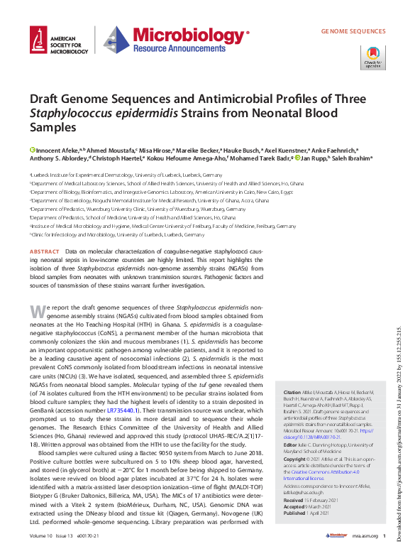 (PDF) Draft Genome Sequences and Antimicrobial Profiles of Three ...