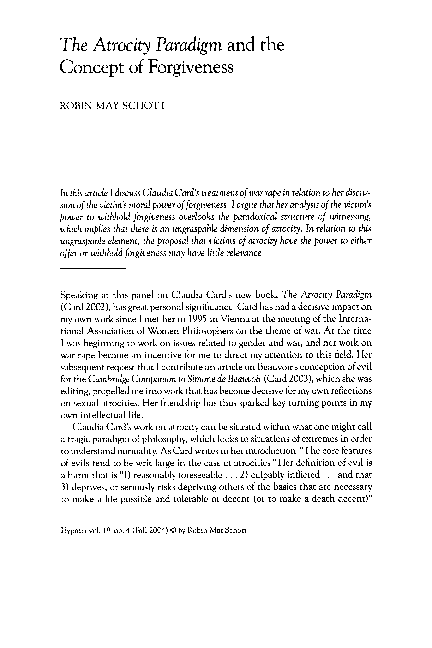 (PDF) The Atrocity Paradigm and the Concept of Forgiveness