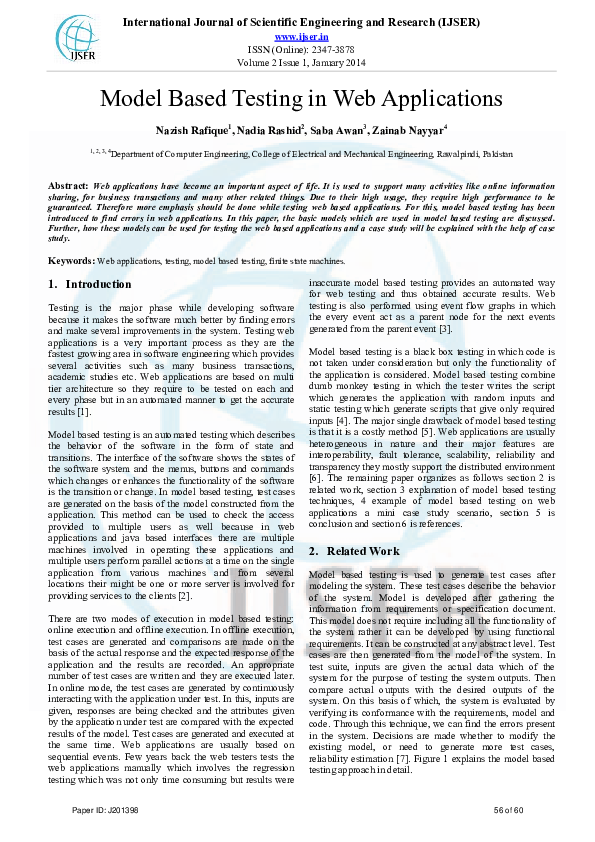 Pdf Model Based Testing In Web Applications