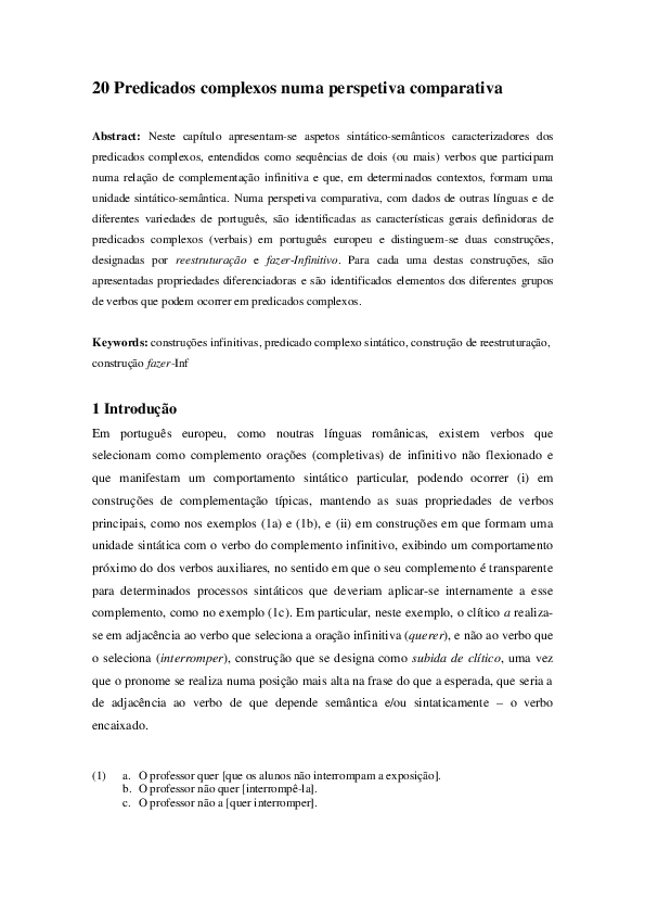 (PDF) 20. Predicados complexos numa perspetiva comparativa