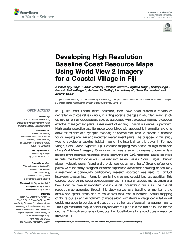 (PDF) Developing High Resolution Baseline Coast Resource Maps Using ...
