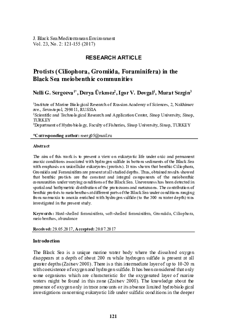 (PDF) Protists ( Ciliophora , Gromiida , Foraminifera ) in the Black ...