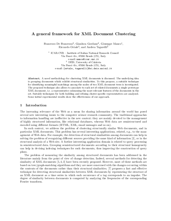 (PDF) A general framework for XML Document Clustering