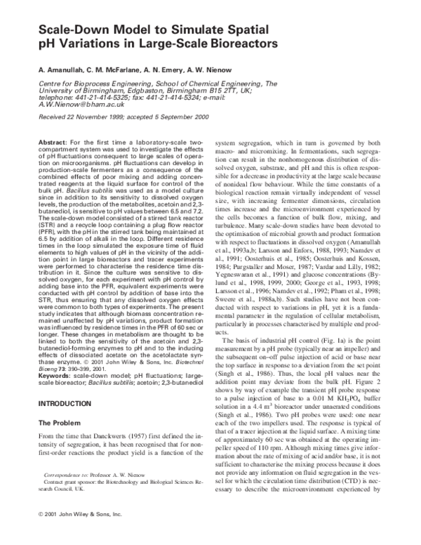 (PDF) Scale-down model to simulate spatial pH variations in large-scale ...