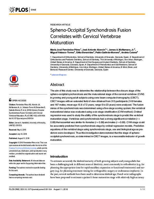 (PDF) Spheno-Occipital Synchondrosis Fusion Correlates with Cervical ...