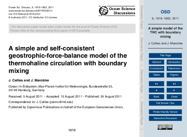 (PDF) A simple and self-consistent geostrophic-force-balance model of ...