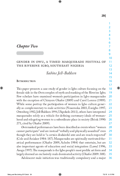 (PDF) Gender in Owu, a Timed Masquerade Festival of the Riverine Igbo ...