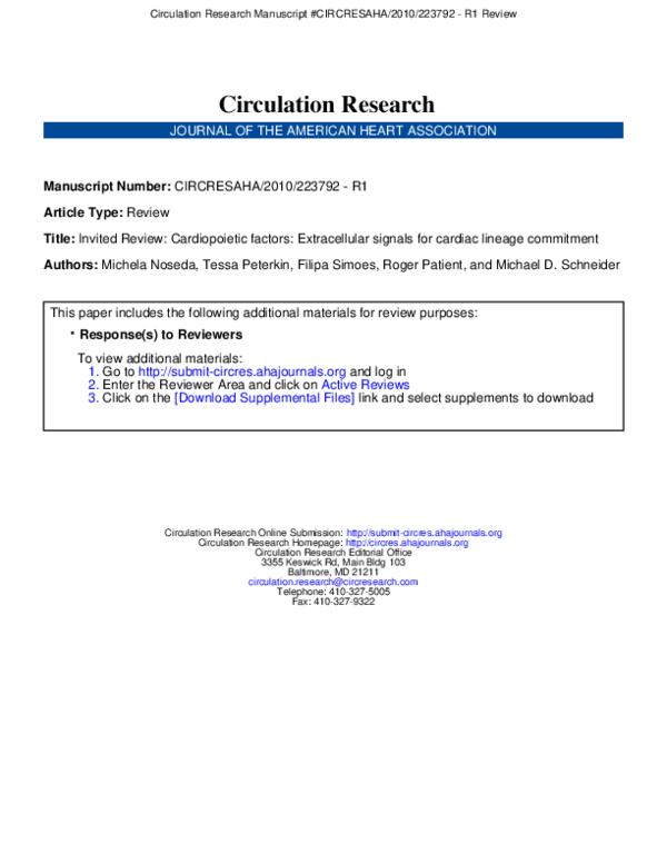 (PDF) Circulation Research Manuscript #CIRCRESAHA/2010/223792- R1 Review