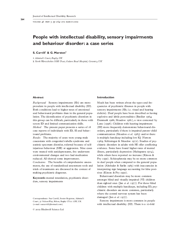 (PDF) People with intellectual disability, sensory impairments and ...