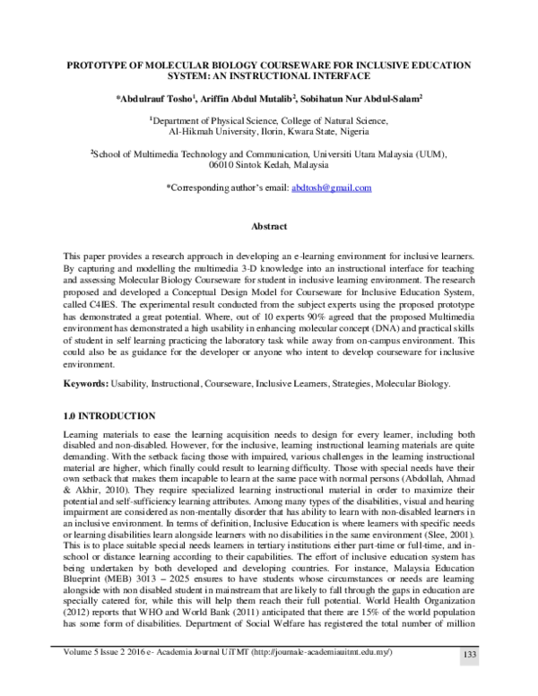 (PDF) Prototype of Molecular Biology Courseware for Inclusive Education ...